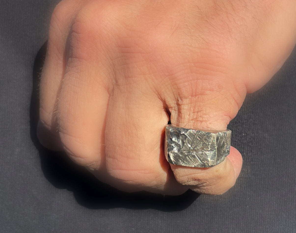 signet ring, distressed silver pinky ring, cool men silver signet ring ...