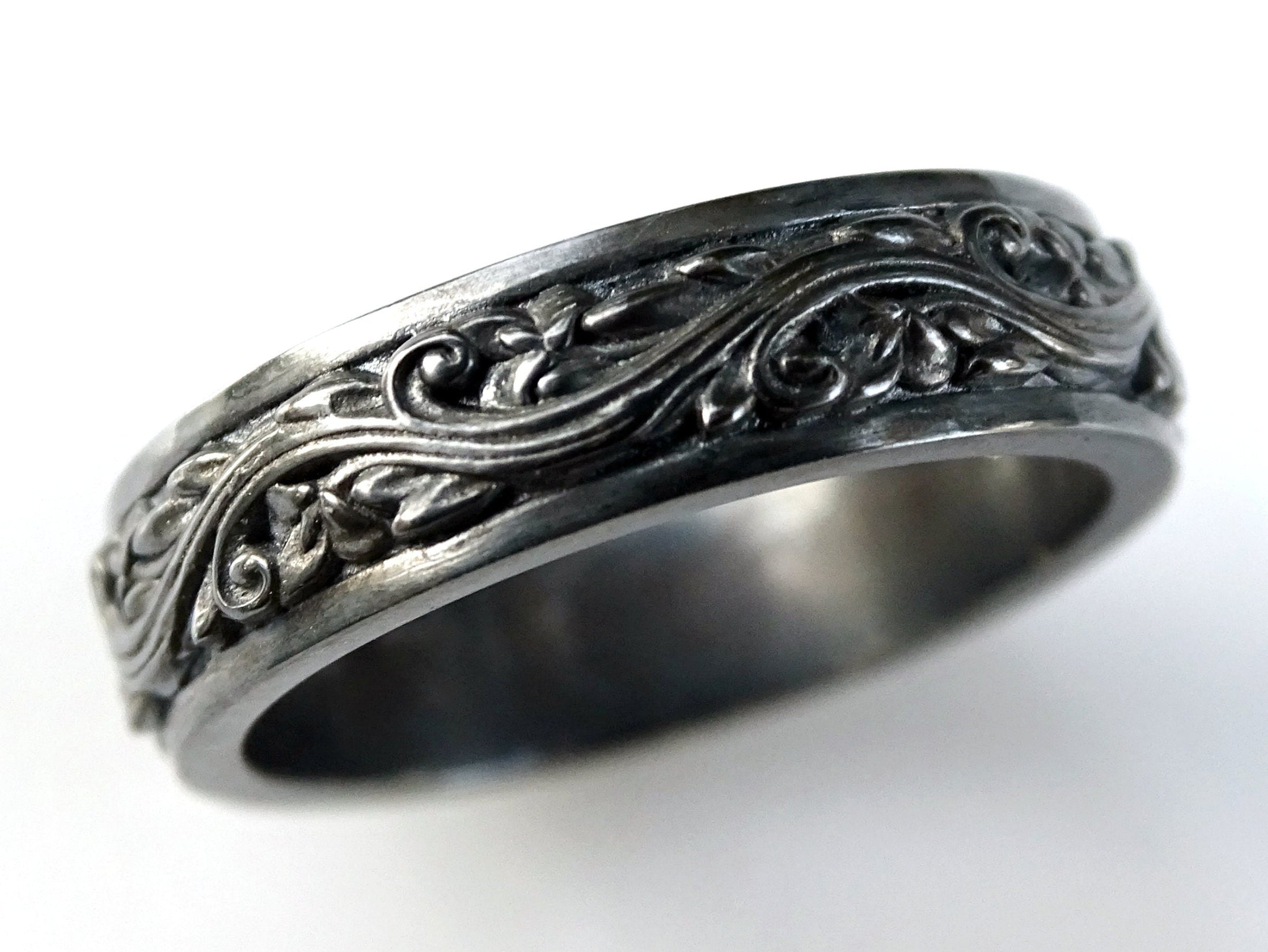 Eternity Ring - Floral Sculpted Sterling Silver Wedding & Gift Ring ...
